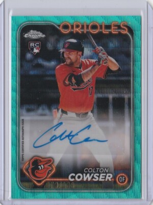 COLTON COWSER 2024 TOPPS CHROME UPDATE AQUA WAVE REFRACTOR AUTOGRAPH RC ...