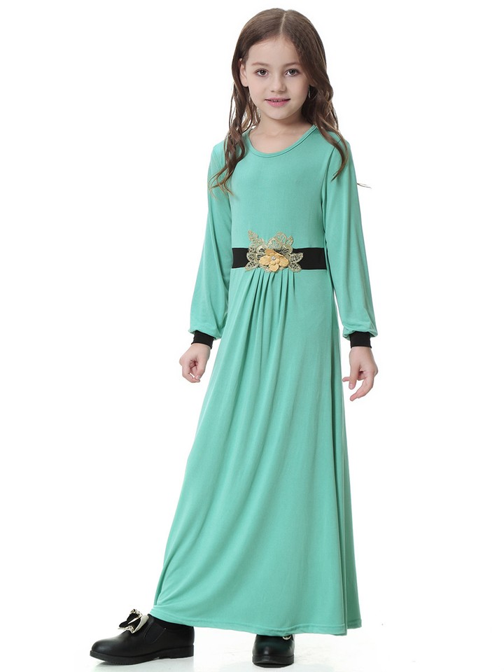 Muslim Child Girls Abaya Long Dress Burka Prayer Maxi Kaftan Robe Arab ...