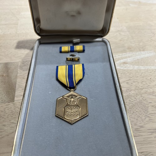 USAF For Military Merit Eagle Medal Blue Yellow Ribbon Pin Vintage Air ...