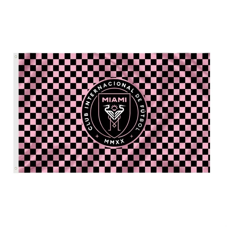 Lionel Messi Inter Miami CF Flag 3 x 5 ft MLS Black and Pink Checkered ...