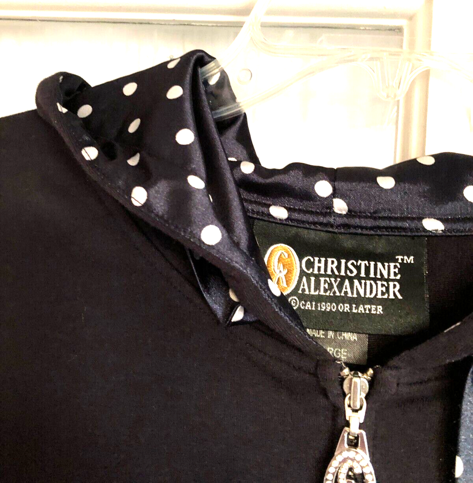 Christine Alexander Crystal Hoodie Size L Pockets Navy Jacket ...