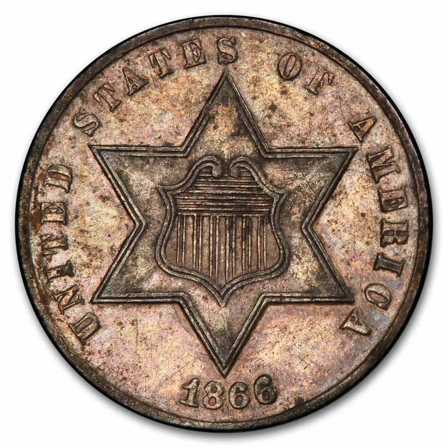 1866 Three Cent Silver XF-45 PCGS | eBay