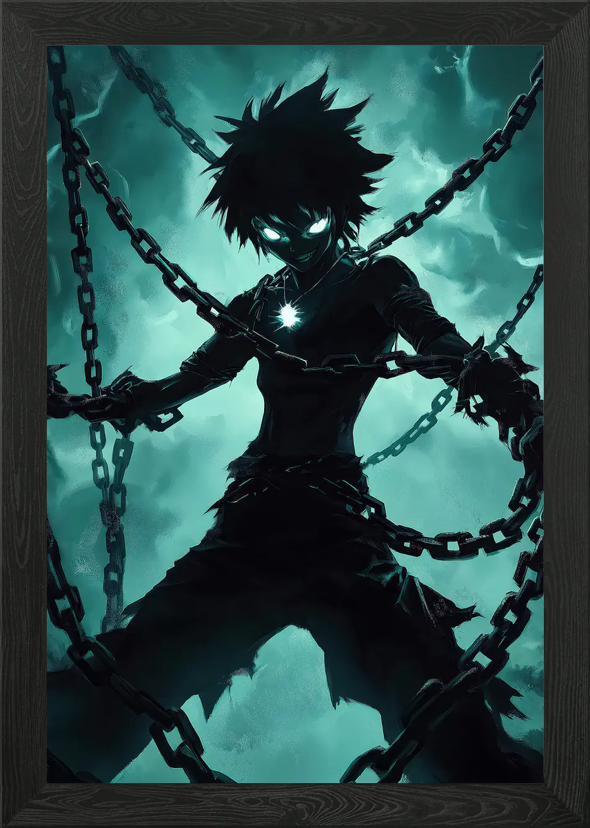 Anime Character with Chains Framed Wall Art Poster Canvas Print Picture ...