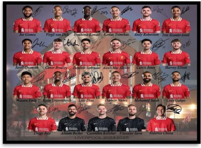 Liverpool 2024-2025 Champions Signed Team Poster Print Gift For ...