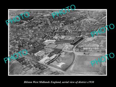 OLD POSTCARD SIZE PHOTO BILSTON WEST MIDLANDS ENGLAND AERIAL VIEW c1930 ...