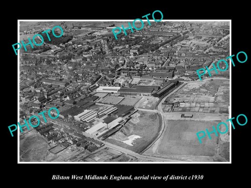 OLD POSTCARD SIZE PHOTO BILSTON WEST MIDLANDS ENGLAND AERIAL VIEW c1930 ...