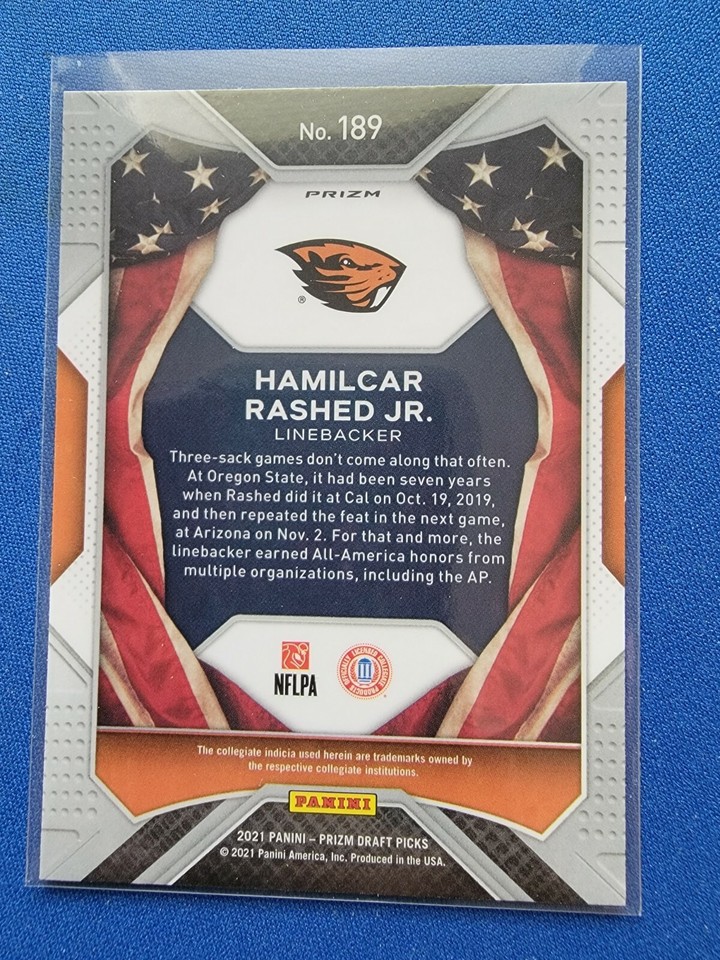 HAMILCAR RASHED JR 2021 PRIZM DRAFT PICKS #189 RED WHITE BLUE REFRACTOR ...