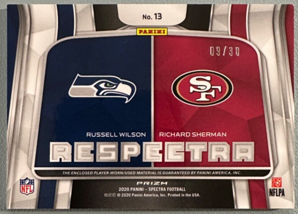 2020 Spectra Respectra Green Dual Patches RUSSELL WILSON & RICHARD ...