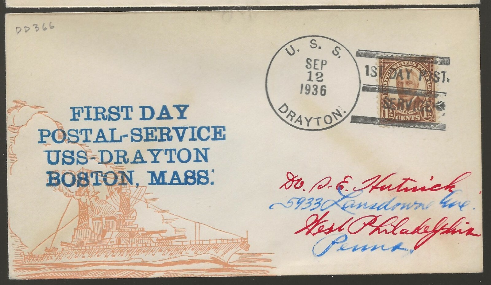 1936 Cover USS Drayton DD 366 | eBay