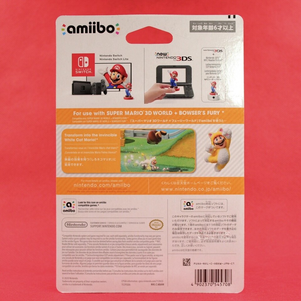 Nintendo amiibo Cat Mario Chat Felino Neko W/Tracking# Super Mario 3D ...