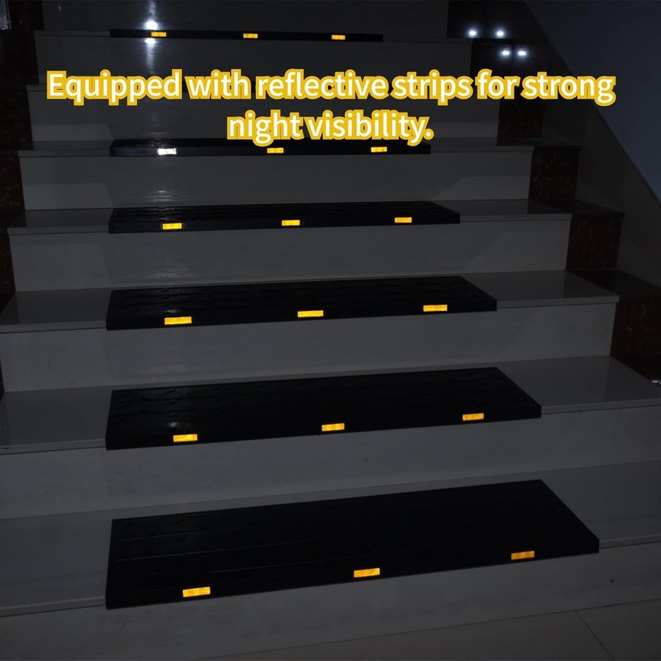 10PCS 36" Heavy Duty Self Adhesive Rubber Stair Treads Slip Resistant ...