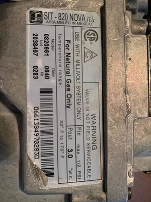 0820661 SIT-820 Nova Mv OEM Natural Gas Valve for Direct Vent ...