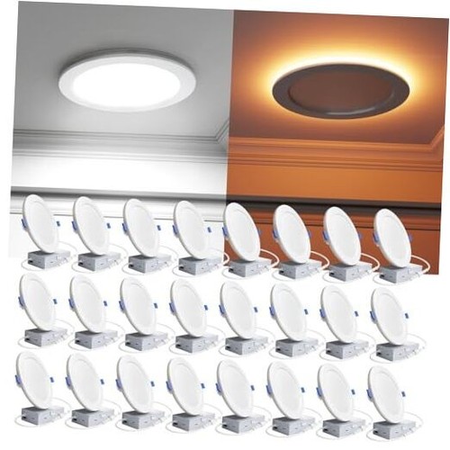 24 Pack LED Recessed Ceiling Light with Night Light, Dimmable, 2700K 6 ...