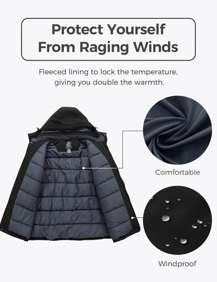 Wantdo Men's Big and Tall Ski Jacket Waterproof Windproof Snowboarding ...