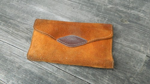 Vintage Wallet Women Brown Rust Brasil Suede Trifold Wallet Clutch ...