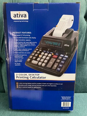 NEW ATIVA 2 Color Desktop Printing Calculator 2-Color High Speed w ...