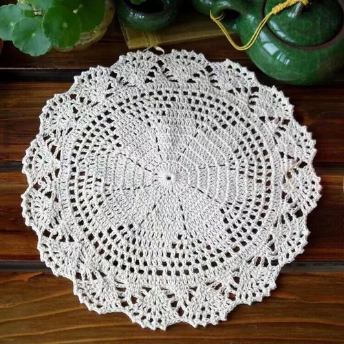 4Pcs/Lot Vintage Hand Crochet Lace Doilies Round Table Mats Flower ...