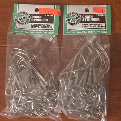 LOT OF 2 WALKER 7 Snap Swivel Chain Fishing Fish Stringer 40” New OLD ...