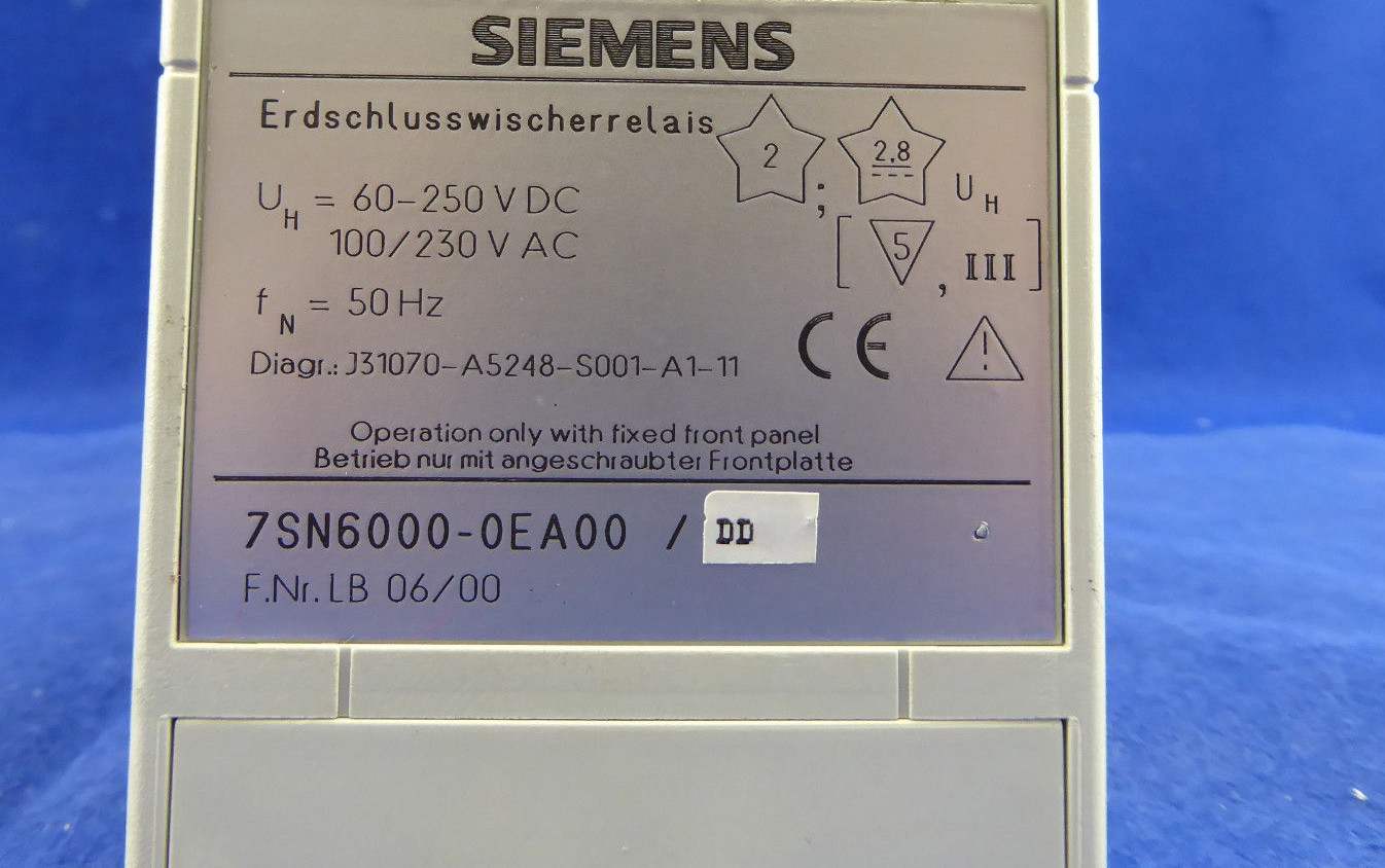 SIEMENS Siprotec 4 7SN6000-0EA00 /DD Erdschlusswischerrelais 7SN60 00 ...