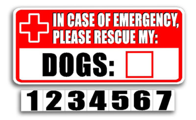 DOG EMERGENCY RESCUE STICKER, Vinyl Pet Fire Safety Alert Decal/Sticker ...