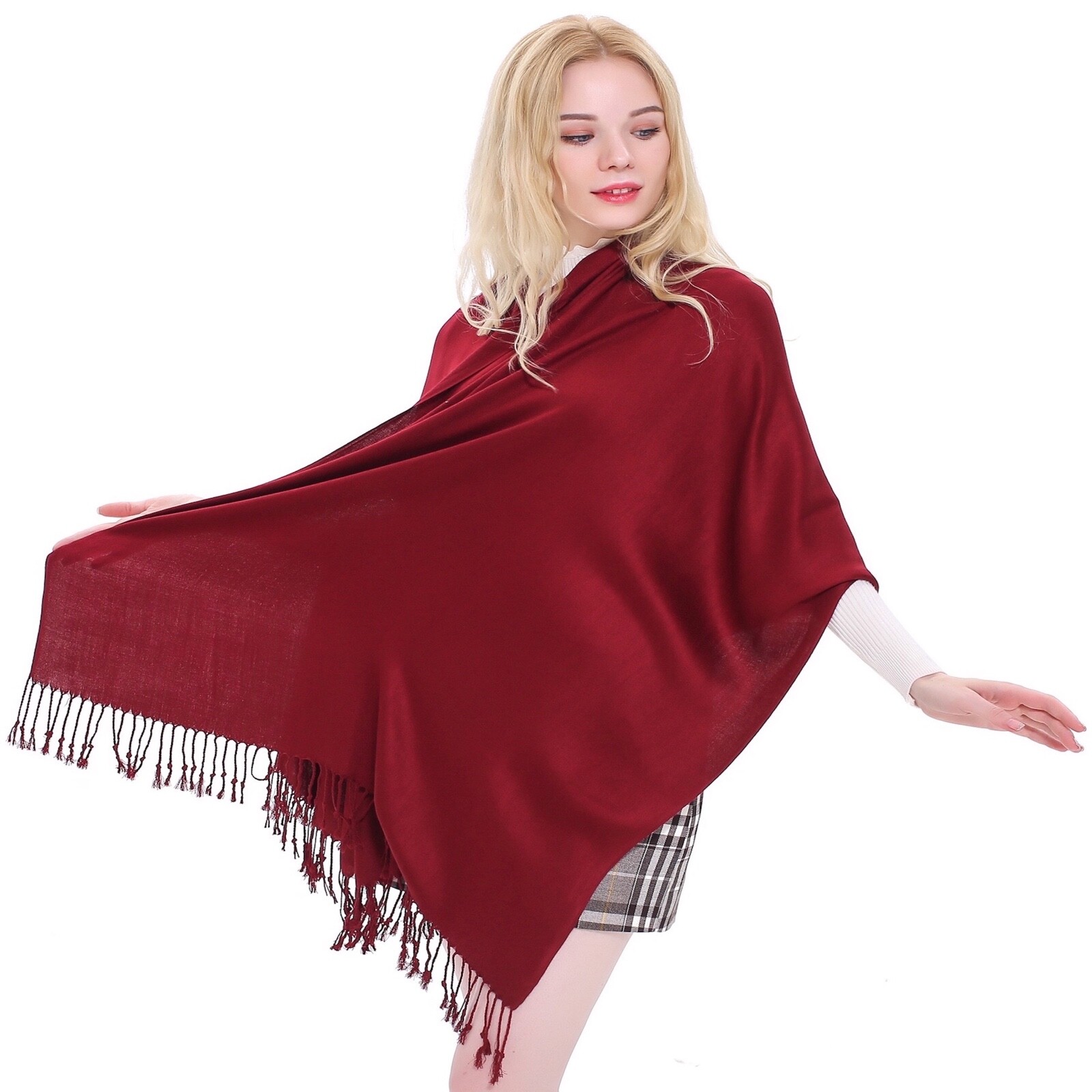 CJ Apparel Maroon Solid Color Design Shawl Seconds Scarf Wrap Stole ...