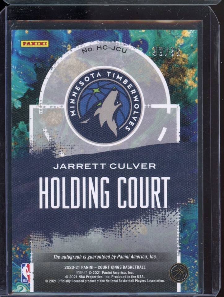 2020-21 Panini Court Kings Holding Signatures Violet /35 Jarrett Culver ...