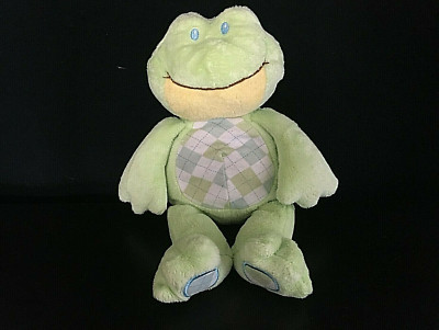 Baby Ganz Frog Plush Stuffed Animal w Rattle Baby Toy Lovey Argyle ...