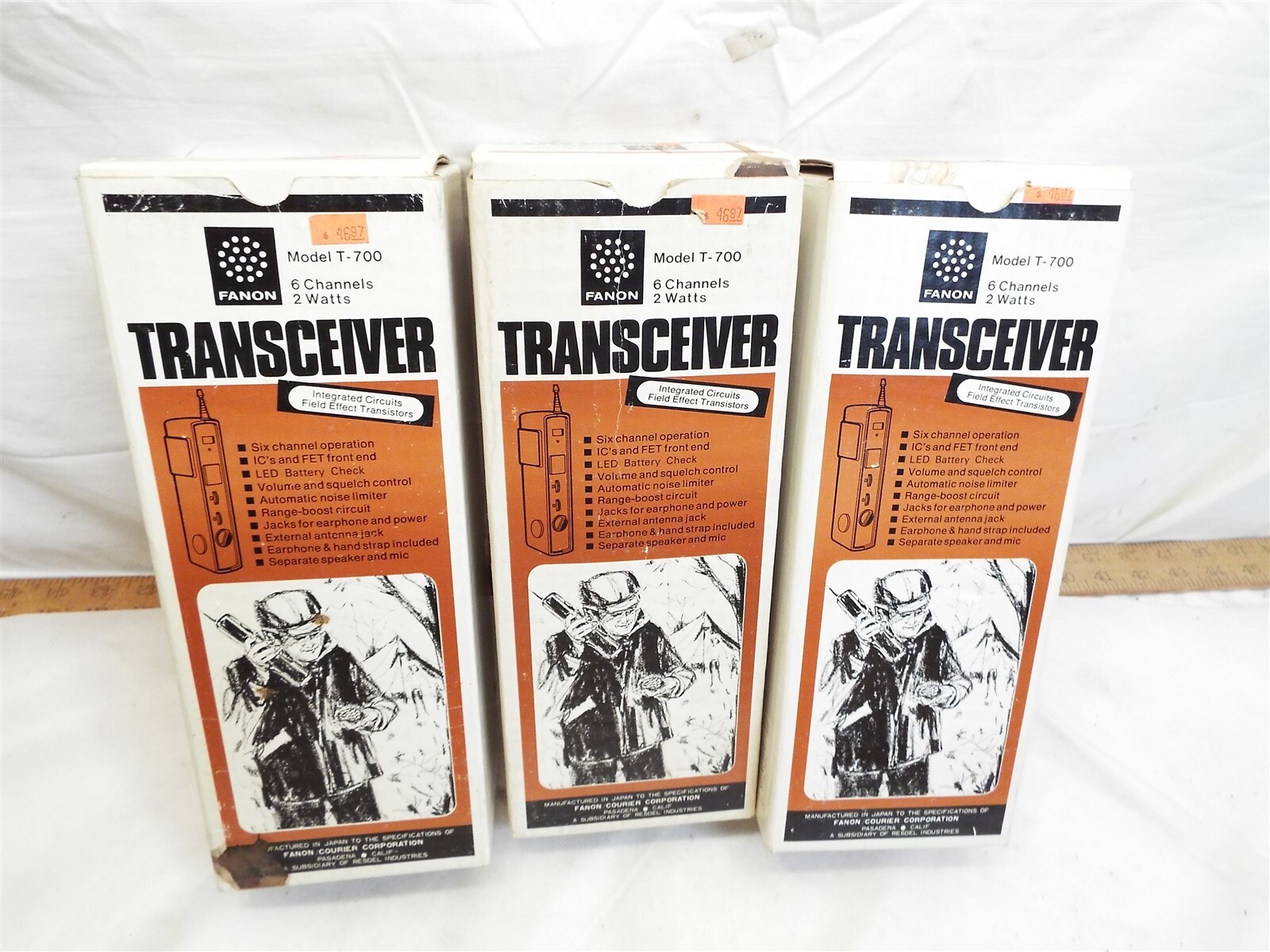 3 Fanon CB Radios 2 Watt 6 Channel Handheld Walkie Talkie T-700 w/Box ...