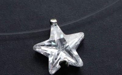 Floating/ Illusion/Invisible chain/Necklace/Jewelley 8mm Zircona gift 3 ...