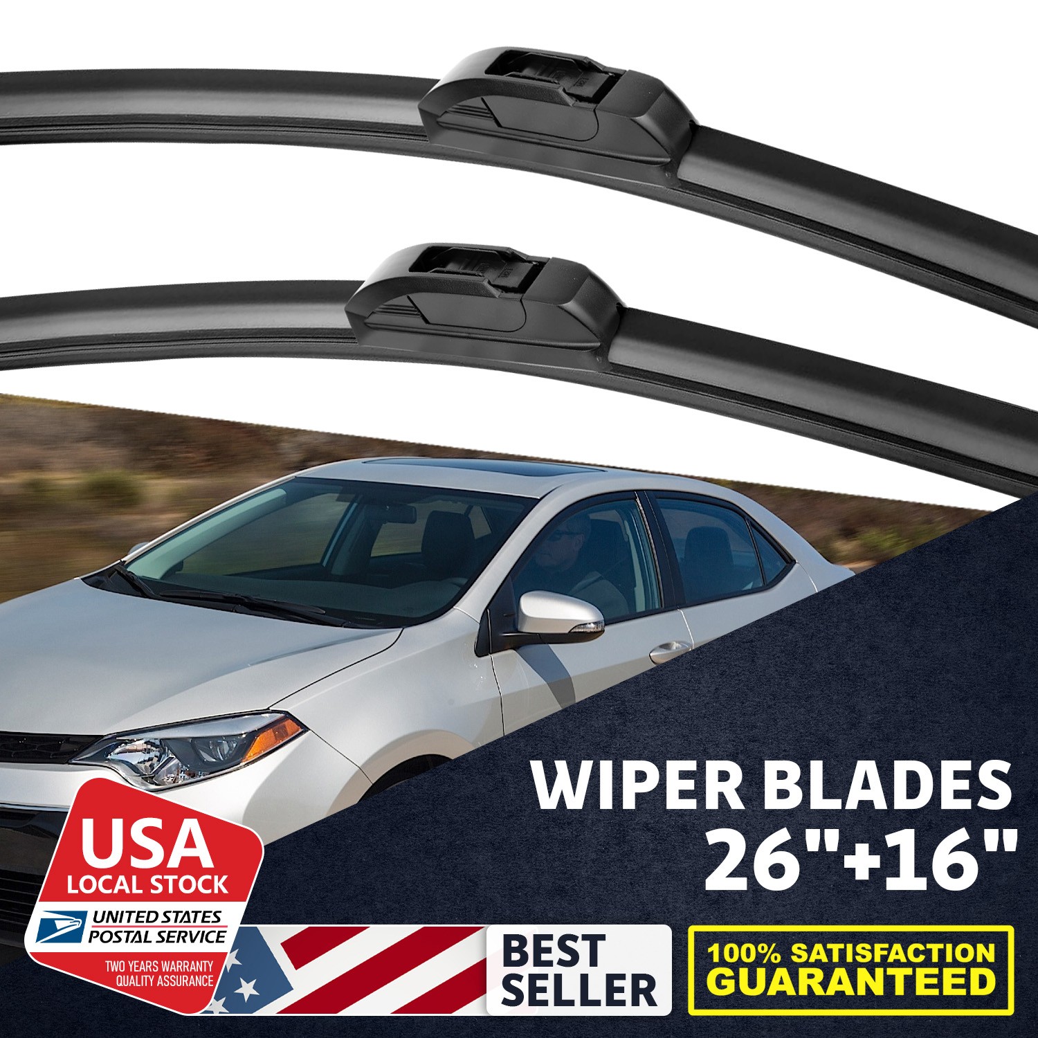 2x Perfect fit 26"+16" Front Window Windshield Blades Can be used in ...