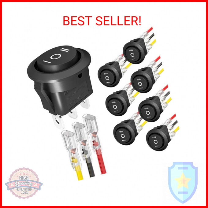 Joinfworld 3 Way Round Rocker Switch 12V, Waterproof 3 Pin 3 Position ...