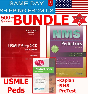USMLE Pediatrics BUNDLE Kaplan 2008-09, NMS, PRETEST 500+ questions Get ...