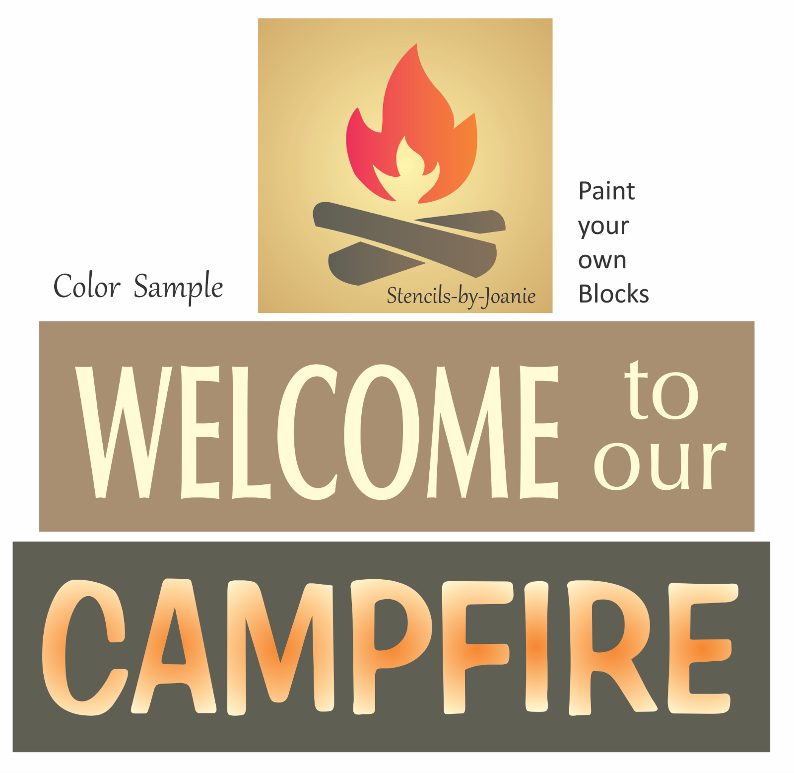 Joanie Stencil Welcome Campfire Firepit Family Backyard Camping Beach ...