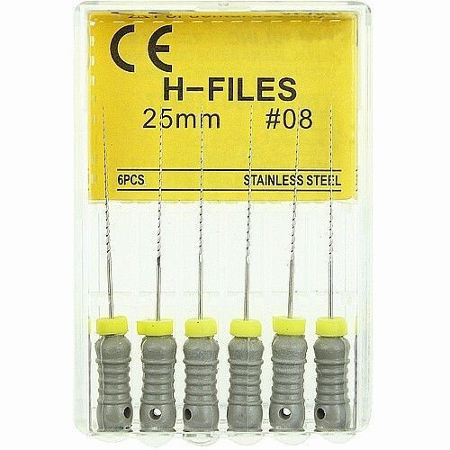 10 Packs Dental H-Files 25mm #08 Stainless Steel Root Canal Endo Files ...