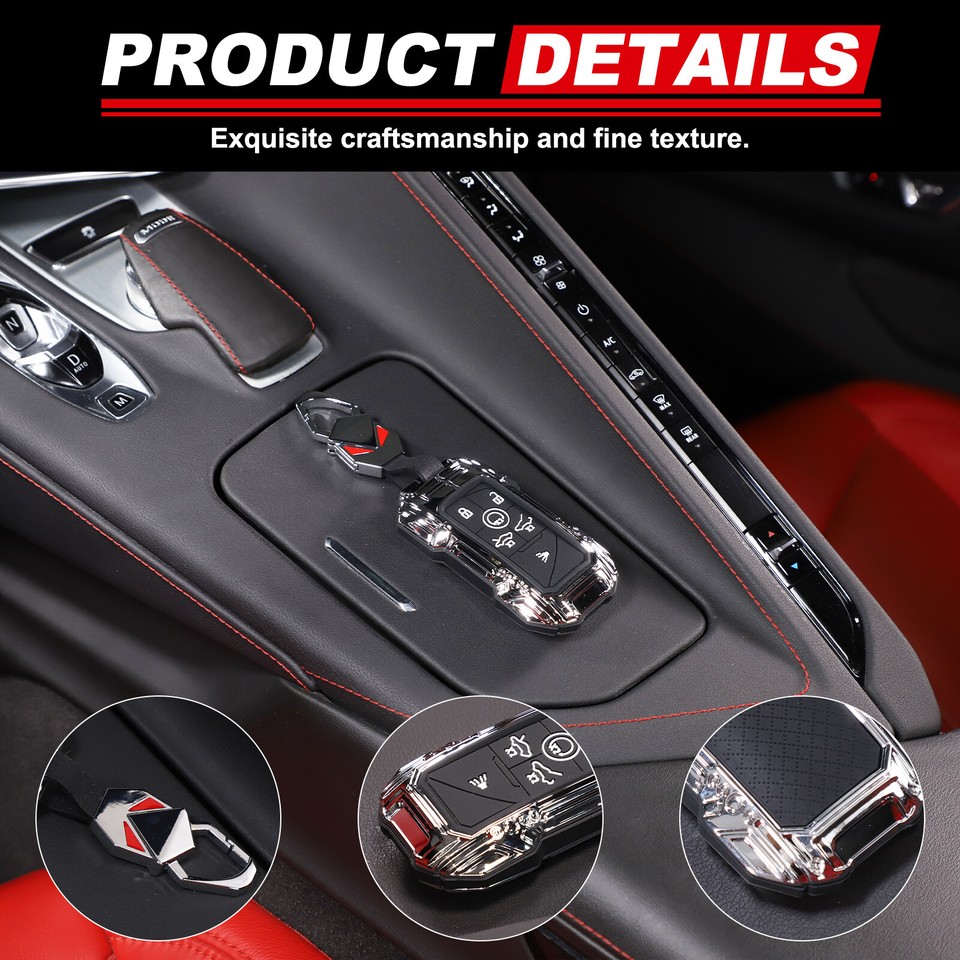 Gloss Alloy Key Fob Case Cover Shell Key Chain Fits Coupe Corvette C8 ...