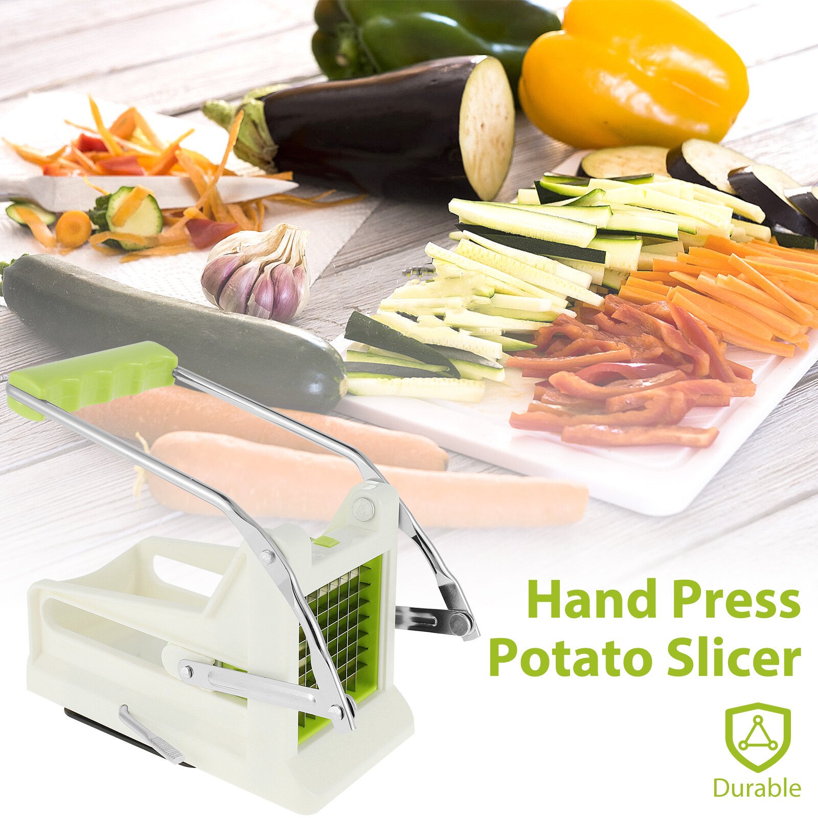 French Fry Cutter Potato Chipper Cutter with Ergonomic Handle Reusable ...