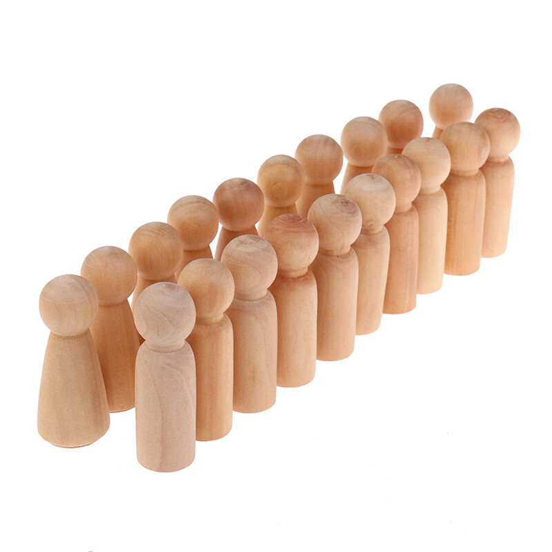 20pcs Unfinished Wooden Peg Dolls Wooden Tiny Doll Bodies People ...