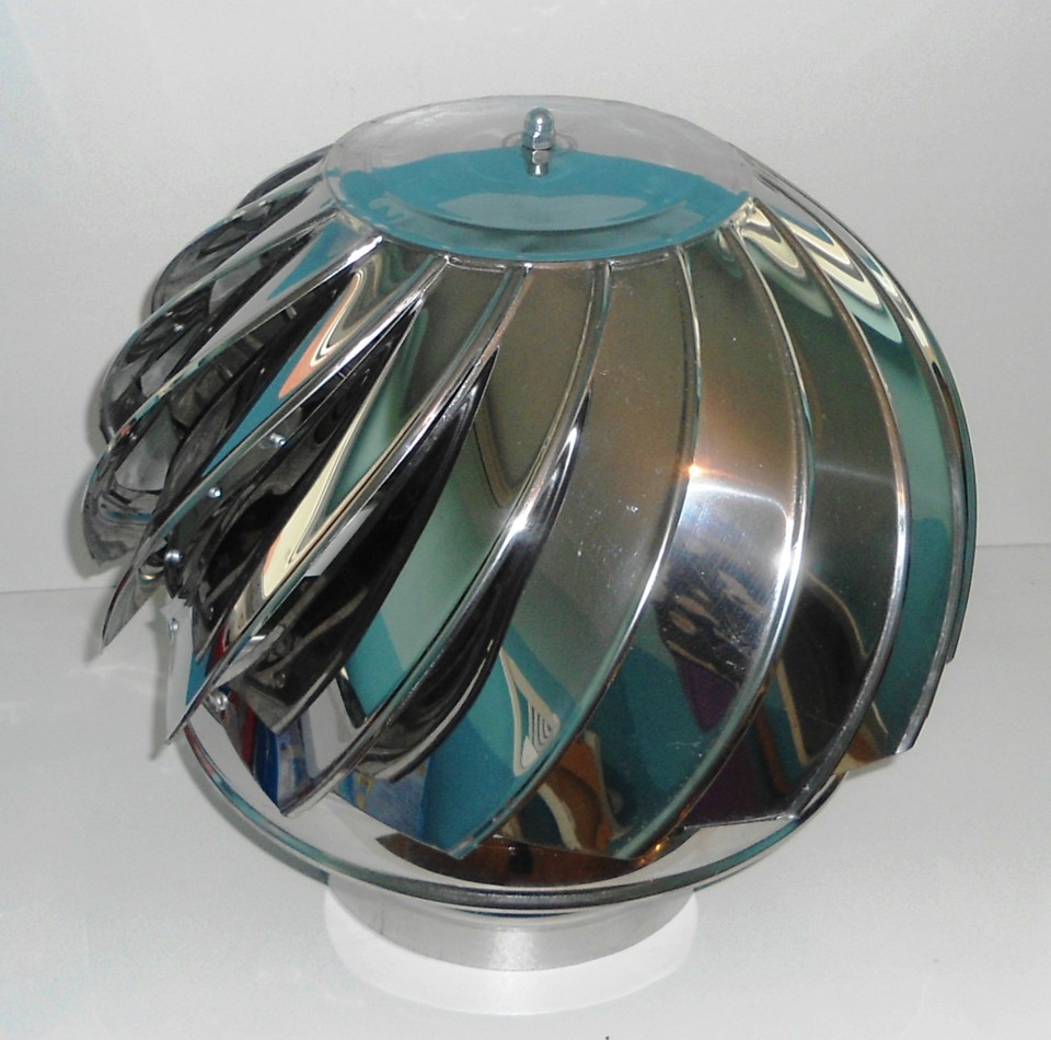 CHIMNEY SPINNER COWL Stainless Steel Spinning Wind Rotating Cap fit 100 ...
