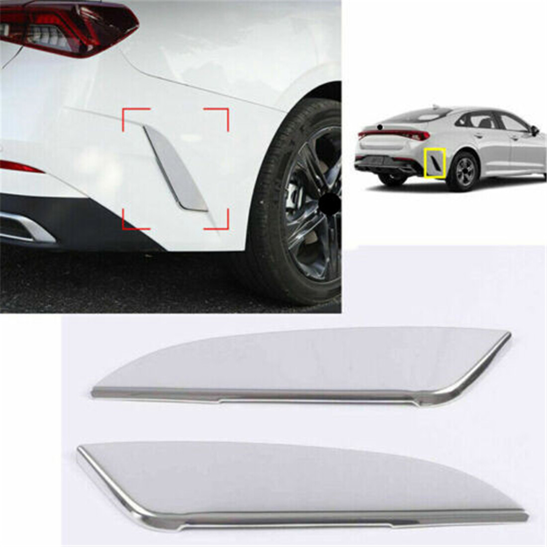 For Kia K5 2021-2023 LX LXS EX Chrome Rear Bumper Spoiler Air Vent ...