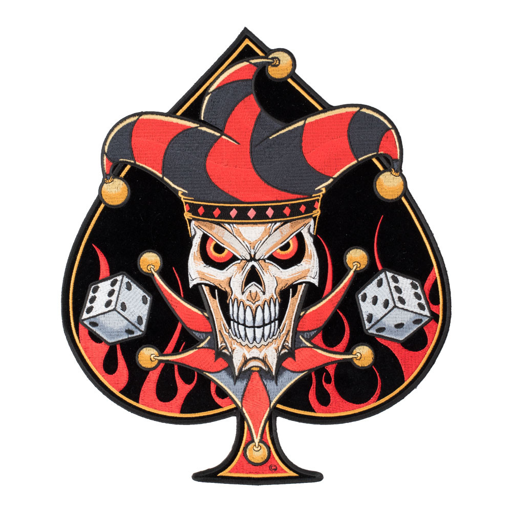 Lucky Jester Blazing Spade Patch, Biker Back Patches | eBay