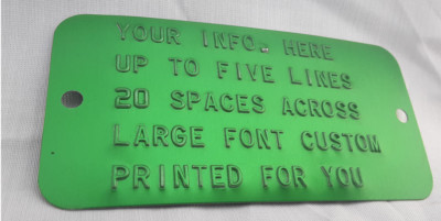 Green Aluminum. DATA PLATE TAG Custom Personalized Trailer Car Truck ...
