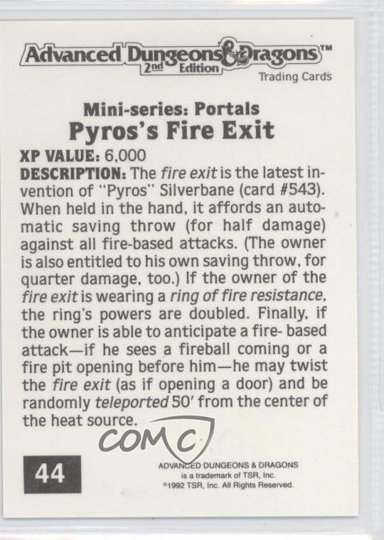 1992 TSR Advanced Dungeons & Dragons D&D 2nd Edition Gold Pyro's Fire ...