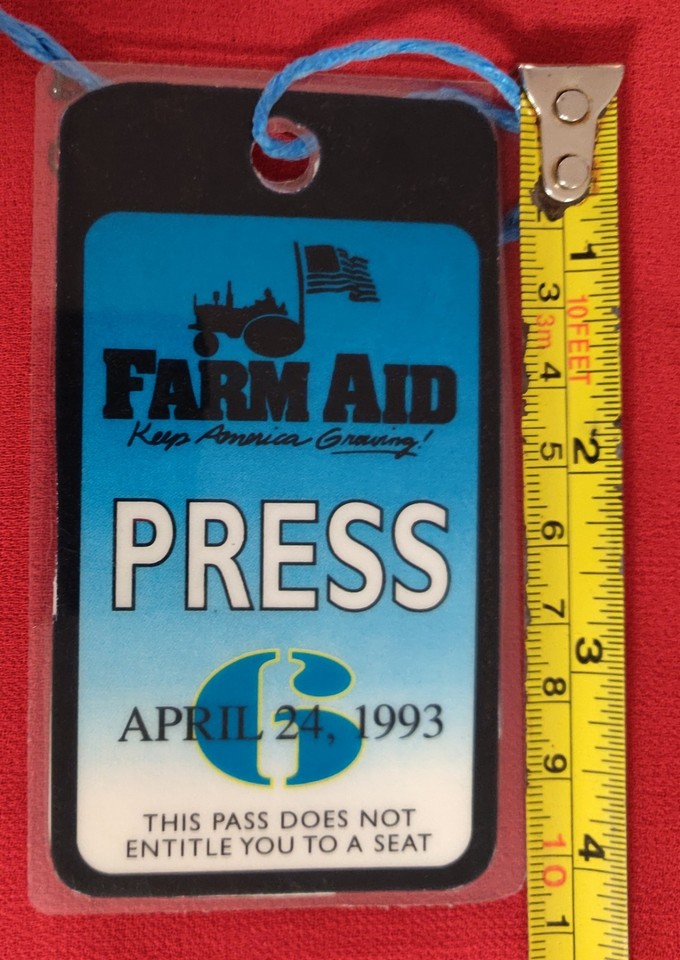 Farm Aid 1993 Laminated PRESS Pass Dave Matthews Willie Nelson Neil ...