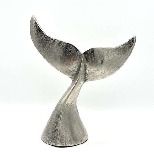 Silver Aluminum Whale Tail Figurine Coastal Beach Home Decor Nautical ...