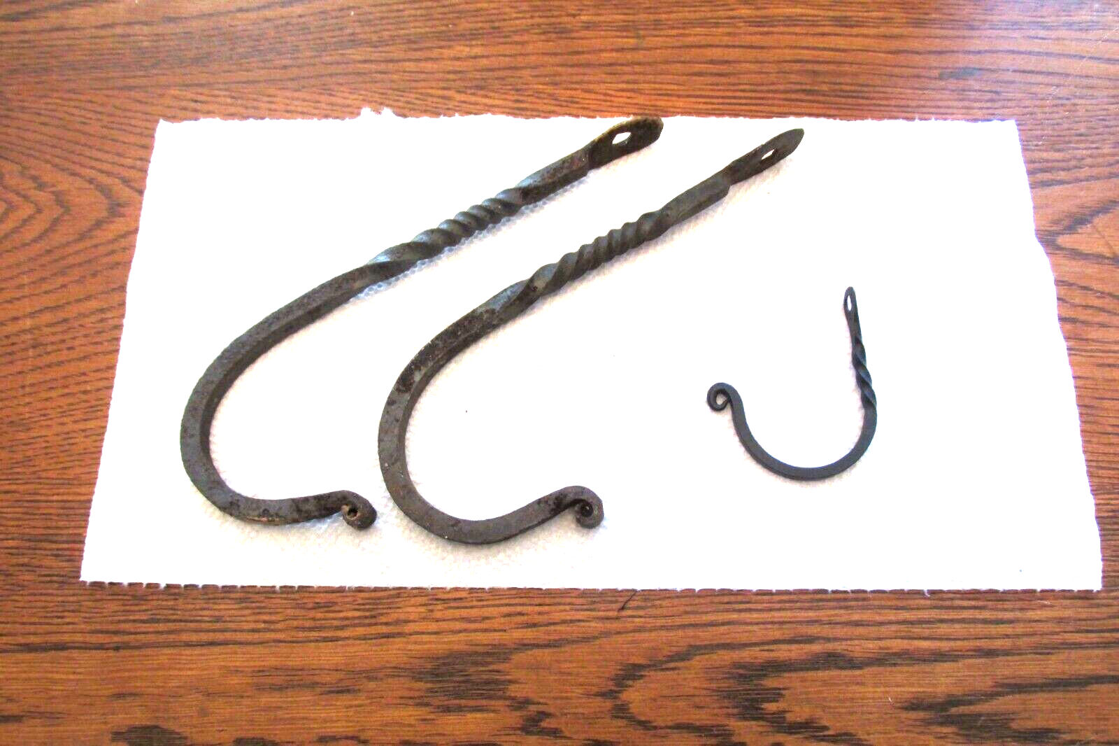 Assortment of Iron hand made Wall Hooks 2 large & 1 Small, 18th C ...