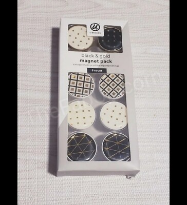 8 Piece Magnet Pack Assorted Patterns Clips Black Gold Beige Modern by ...