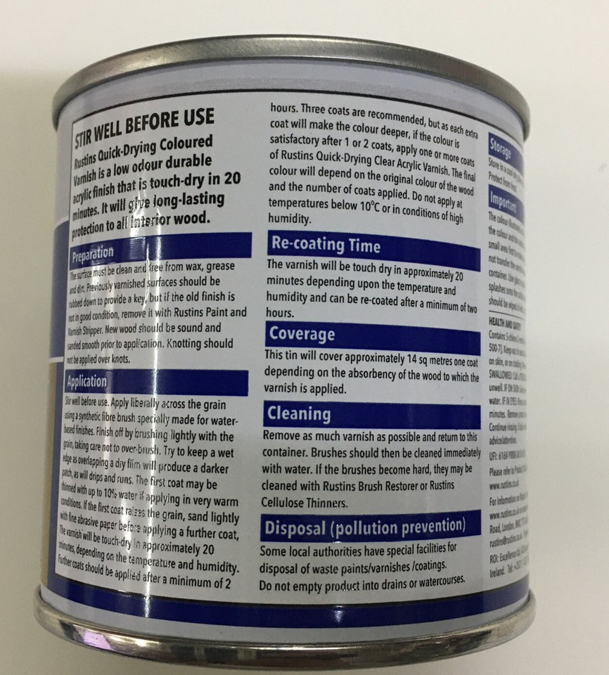 #Rustins Quick Dry Varnish Satin Mahogany 250ml Low Odour and Non ...