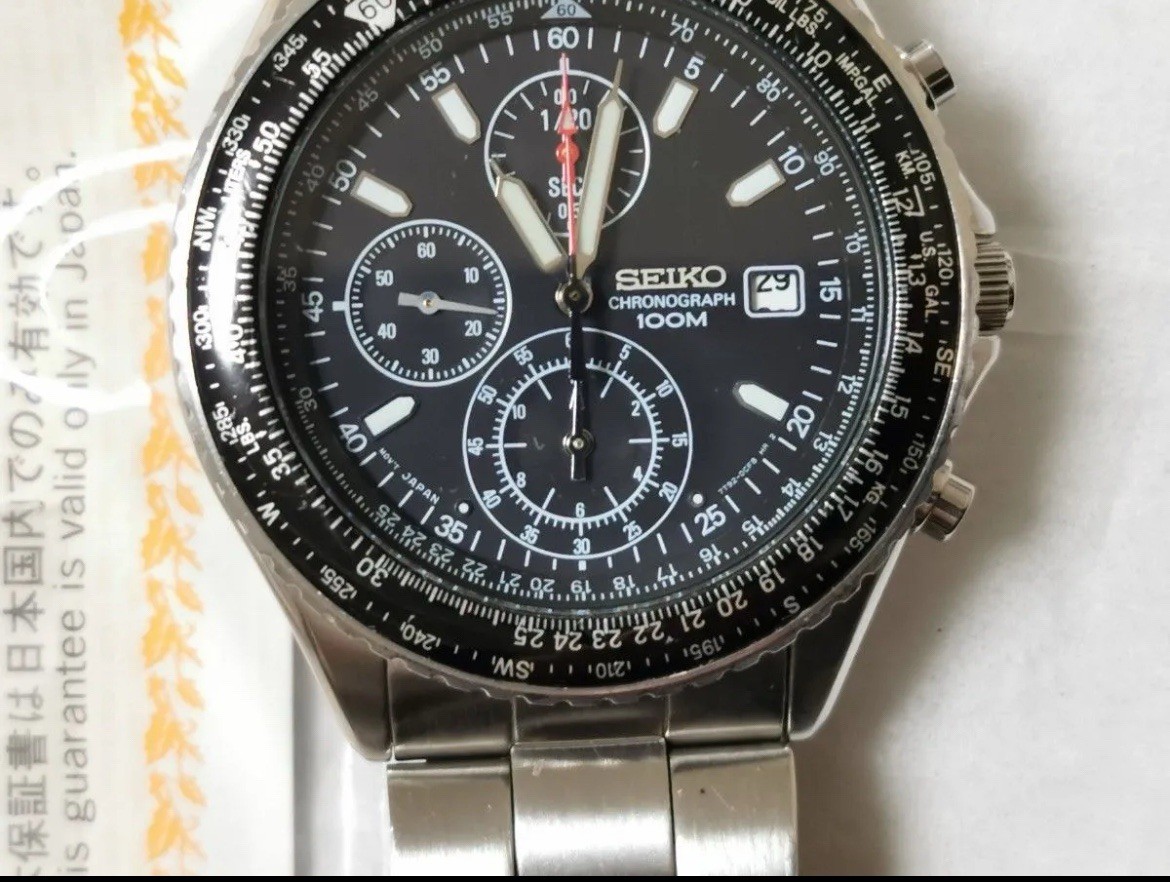 Seiko Flightmaster Pilot Chronograph 7T92-0CF0 Black … - Gem