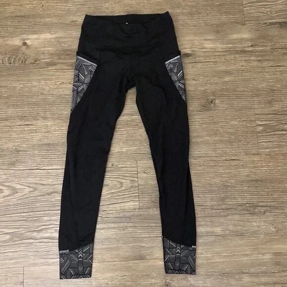 Athleta Women's Leggings Pants with Aztec Detail Side & Back Zipper Pockets XS | eBay