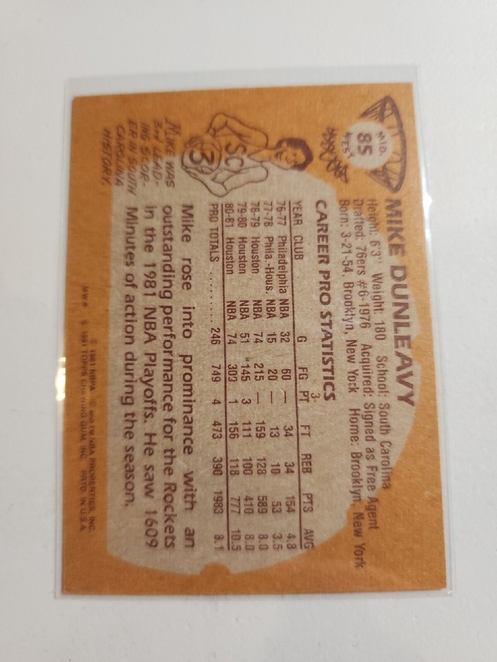 1981-82 Topps #MW85 Mike Dunleavy RC Rookie Card | eBay